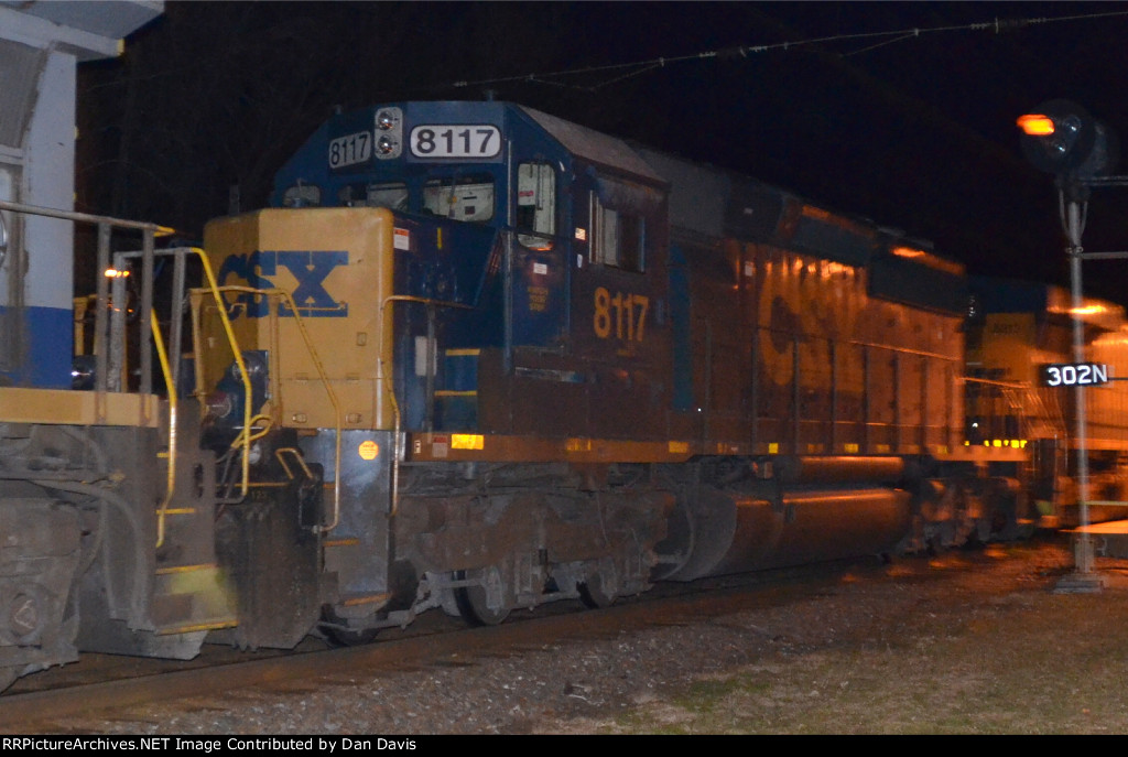 CSX SD40-2 8117 between an ES40DC and AC44CW on K533-19